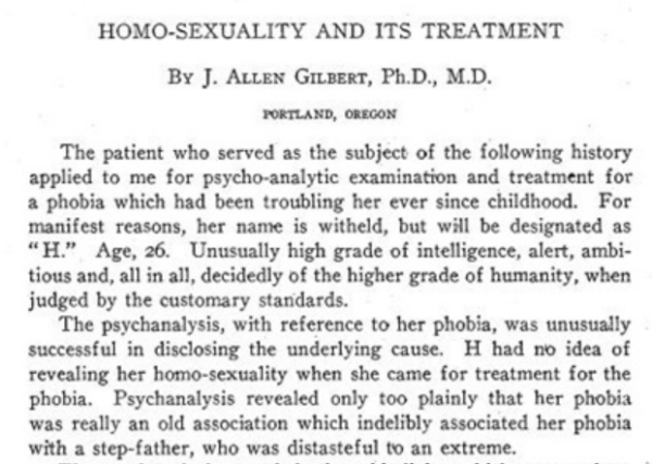 Homo-Sexuality and its Treatment by J. Allen Gilbert - Super Queer History